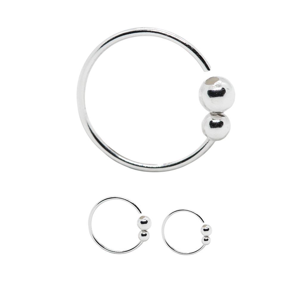 925 Silver Nose Ring with Two Balls Piercing.gr